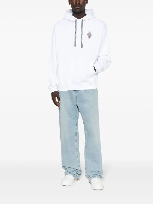 COUNTY OF MILAN Embroidered Cross Logo Hoodie - White