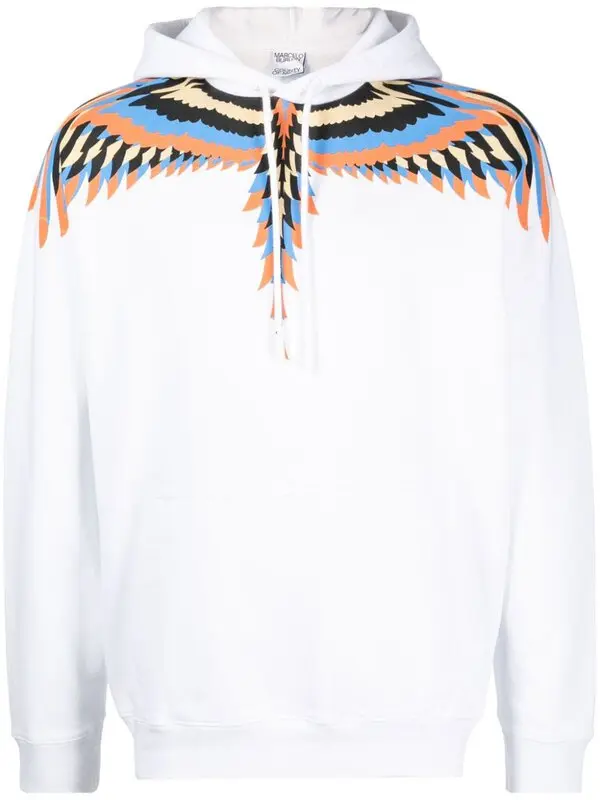 COUNTY OF MILAN Marcelo Burlon Wings-print Cotton Hoodie - White
