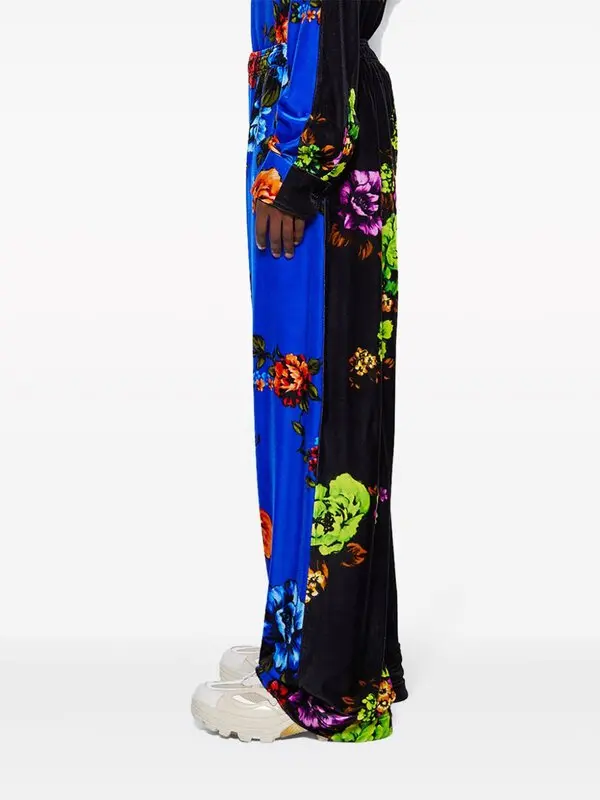 Vetements Floral-print Velvet Track Pants