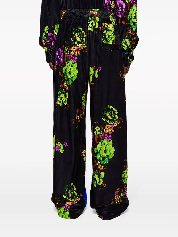 Vetements Floral-print Velvet Track Pants