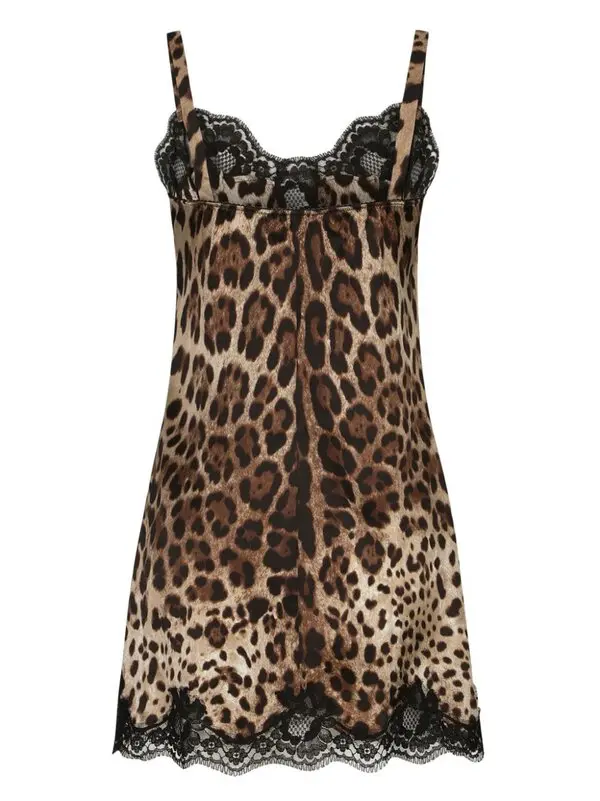 Dolce & Gabbana Leopard-print Lace-detail Camisole - Neutrals