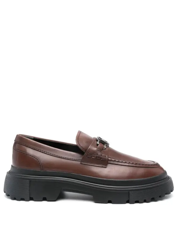Hogan H619 Logo-plaque Leather Loafers