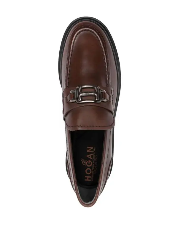 Hogan H619 Logo-plaque Leather Loafers