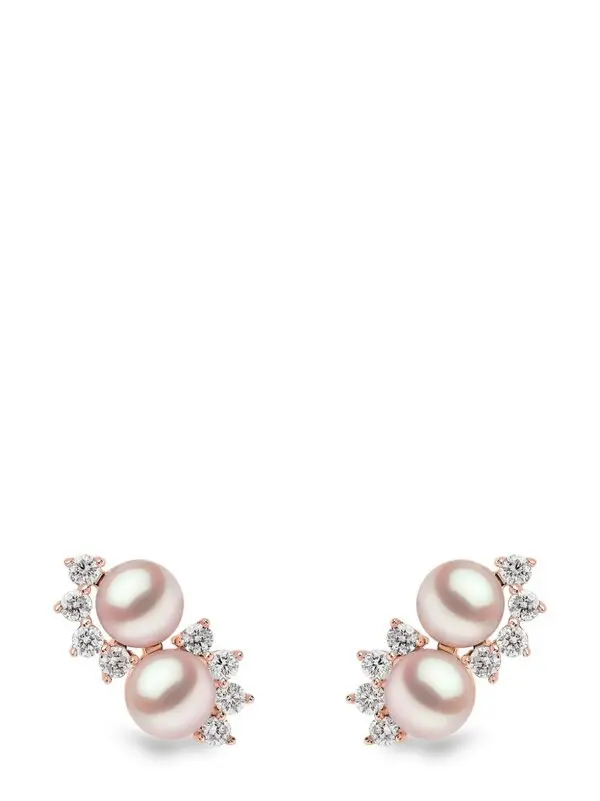 Yoko London Akoya Pearl And Diamond Earrings - Pink