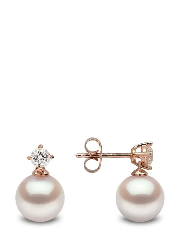 Yoko London 18kt Rose Gold Akoya Pearl And Diamond Earrings - Pink