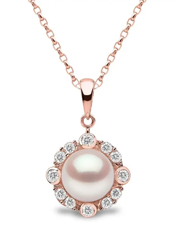 Yoko London 18kt Rose Gold Pearl And Diamond Pendant Necklace - Pink