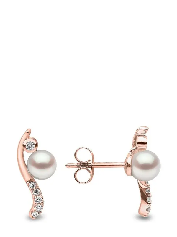Yoko London 18kt Rose Gold Pearl And Diamond Earrings - Pink