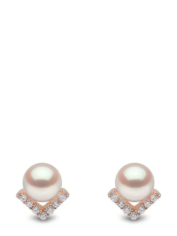 Yoko London 18kt Rose Gold Pearl And Diamond Earrings - Pink
