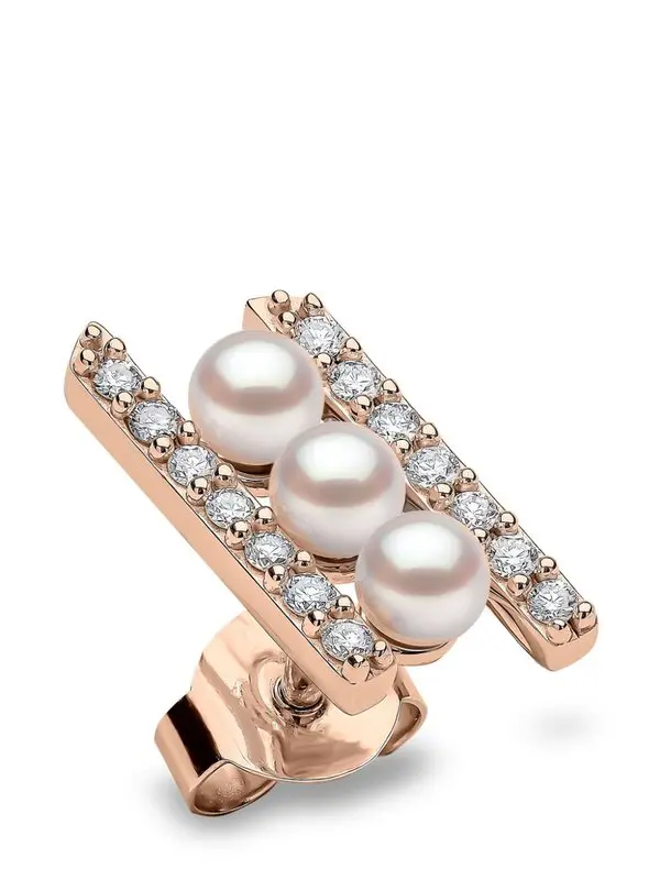Yoko London 18kt Rose Gold Akoya Pearl And Diamond Stud Earrings - Pink