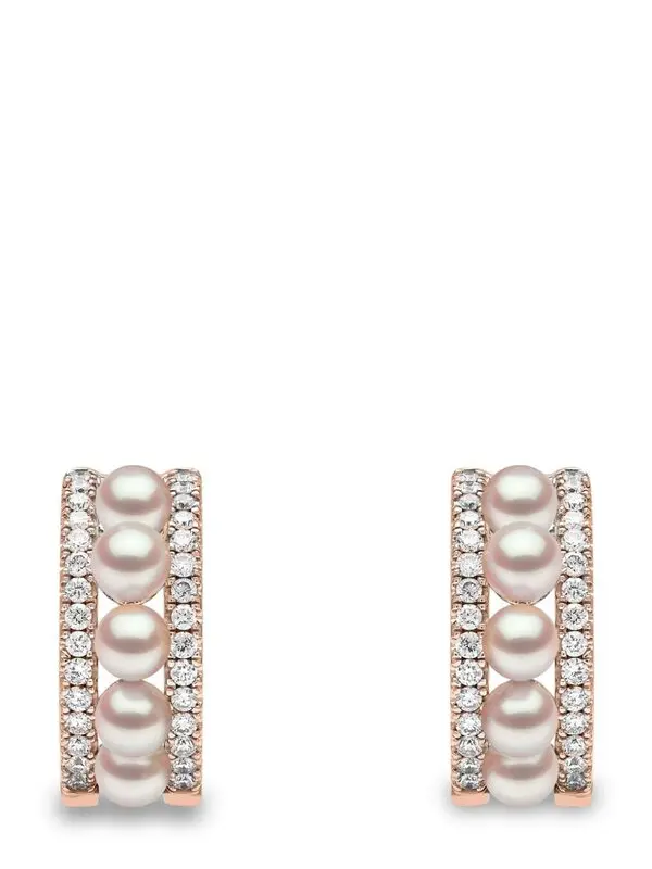 Yoko London 18kt Rose Gold Akoya Pearl And Diamond Earrings - Pink