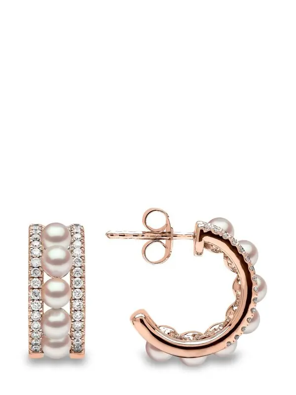 Yoko London 18kt Rose Gold Akoya Pearl And Diamond Earrings - Pink