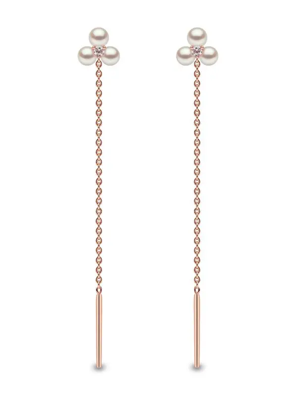 Yoko London 18kt Rose Gold Pearl And Diamond Drop Earrings - Pink