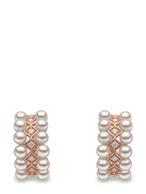 Yoko London 18kt Rose Gold Eclipse Akoya Pearl And Diamond Earrings - Pink