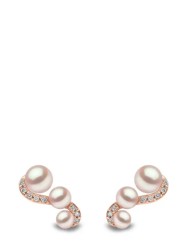 Yoko London 18kt Rose Gold Akoya Pearl And Diamond Stud Earrings - Pink
