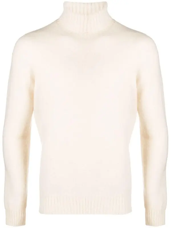 DRUMOHR Ribbed Knit Roll Neck Jumper - White