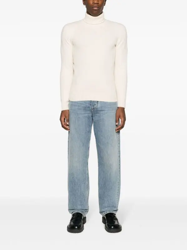 DRUMOHR Ribbed Knit Roll Neck Jumper - White