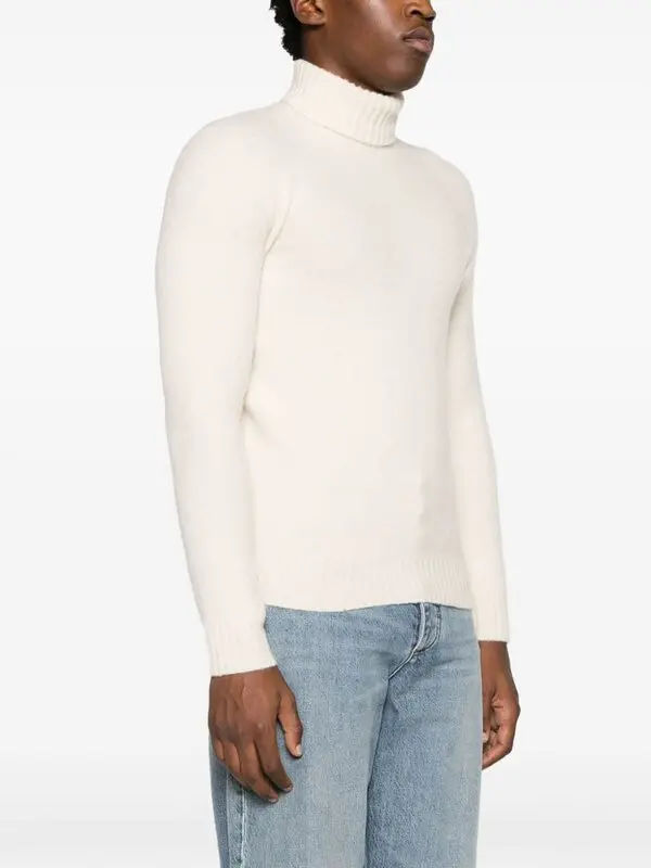 DRUMOHR Ribbed Knit Roll Neck Jumper - White