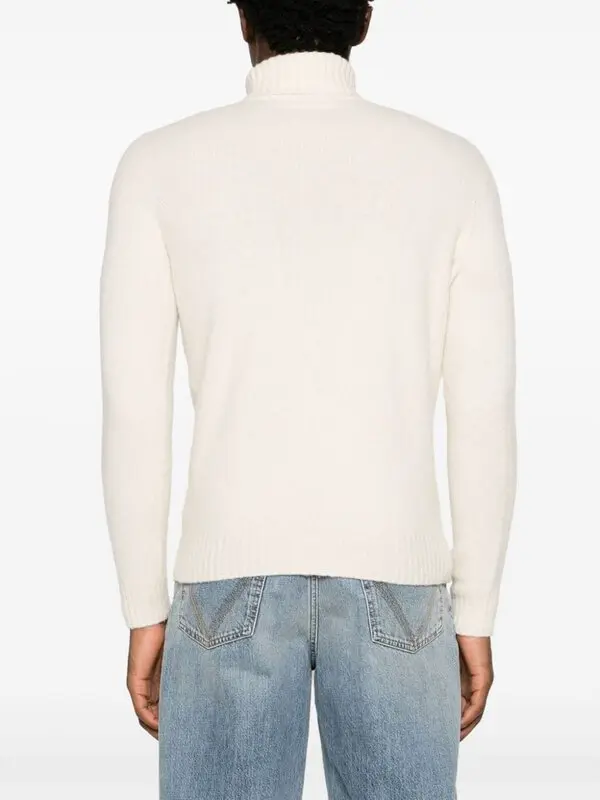 DRUMOHR Ribbed Knit Roll Neck Jumper - White