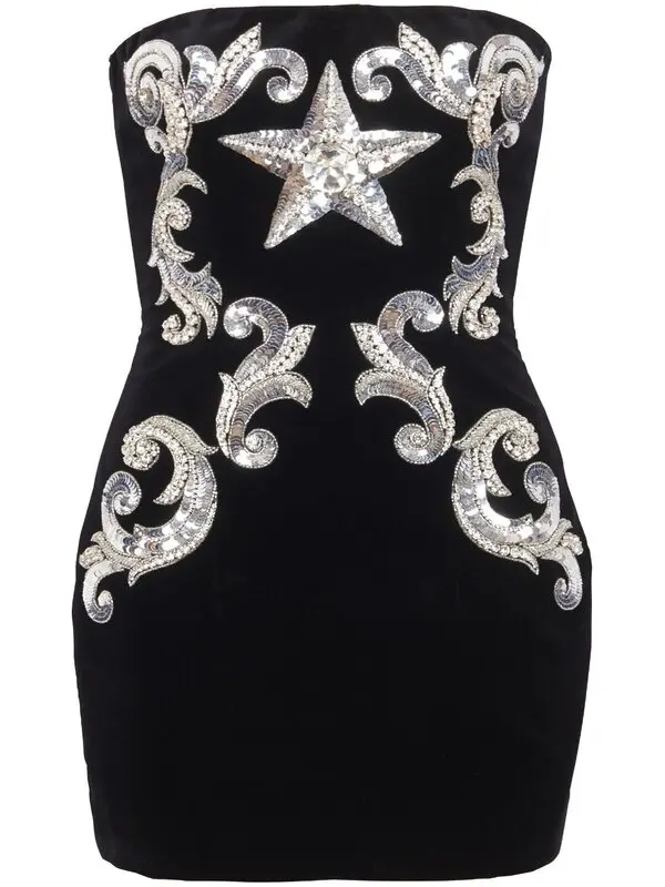 Balmain Embroidered Bandeau Minidress