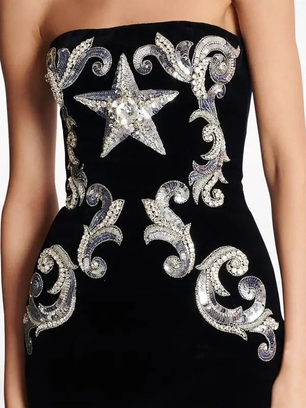 Balmain Embroidered Bandeau Minidress