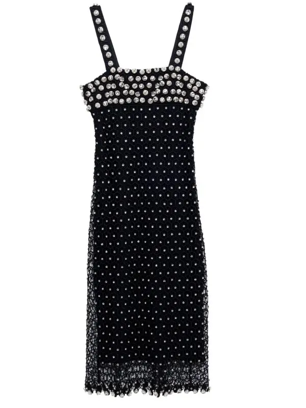 Simkhai Crystal-embellished Square-neck Midi Dress