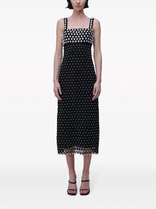 Simkhai Crystal-embellished Square-neck Midi Dress