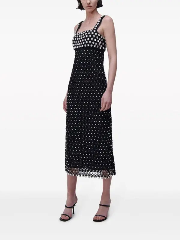 Simkhai Crystal-embellished Square-neck Midi Dress