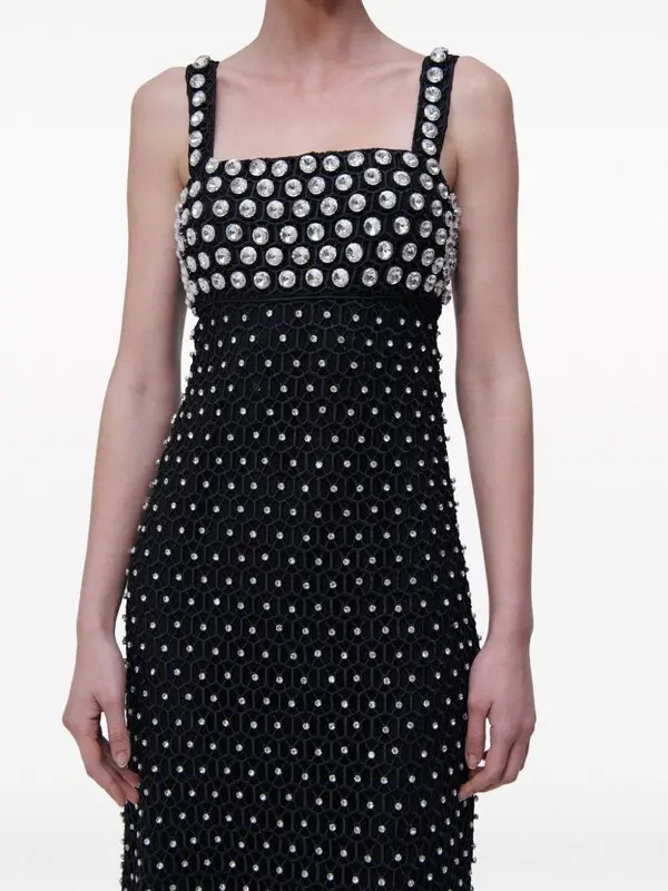 Simkhai Crystal-embellished Square-neck Midi Dress