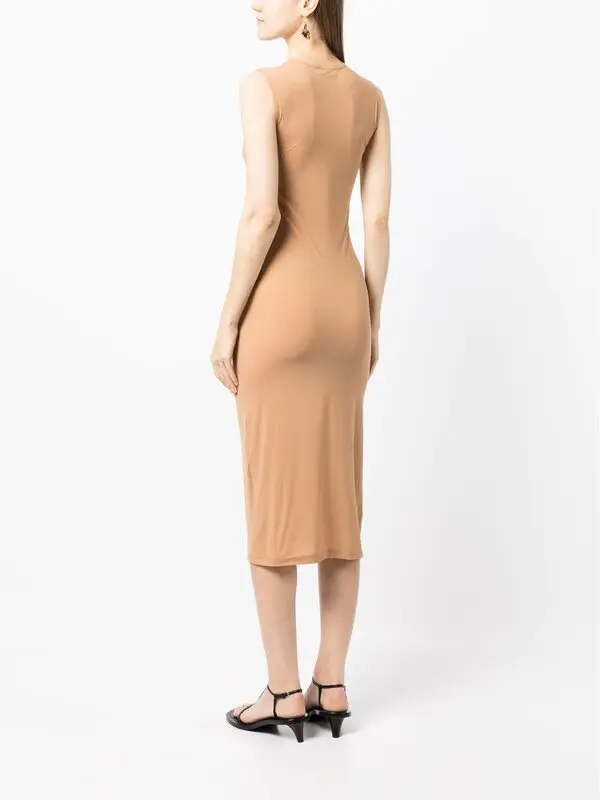 JIL SANDER Round-neck Sleeveless Midi Dress - Neutrals