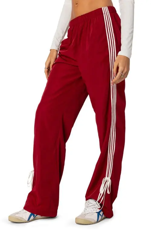 EDIKTED Remy Tie Detail Track Pants - Red