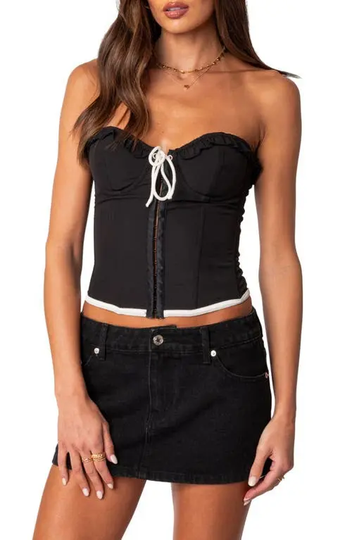 EDIKTED Abbey Ruffle Trim Corset Top