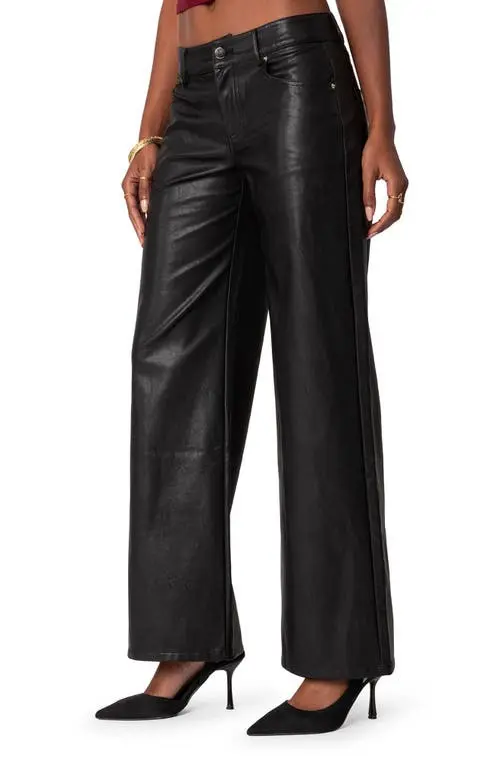 EDIKTED Straight Leg Faux Leather Jeans