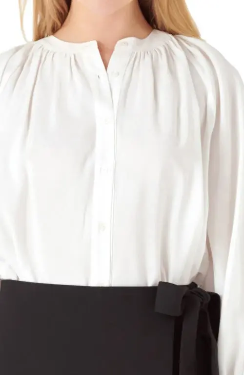 English Factory Shirred Long Sleeve Button-up Shirt