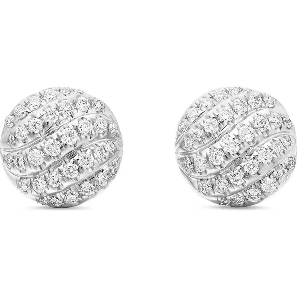 David Yurman Sculpted Cable Pavé Diamond Stud Earrings - Sterling Silver/diamond