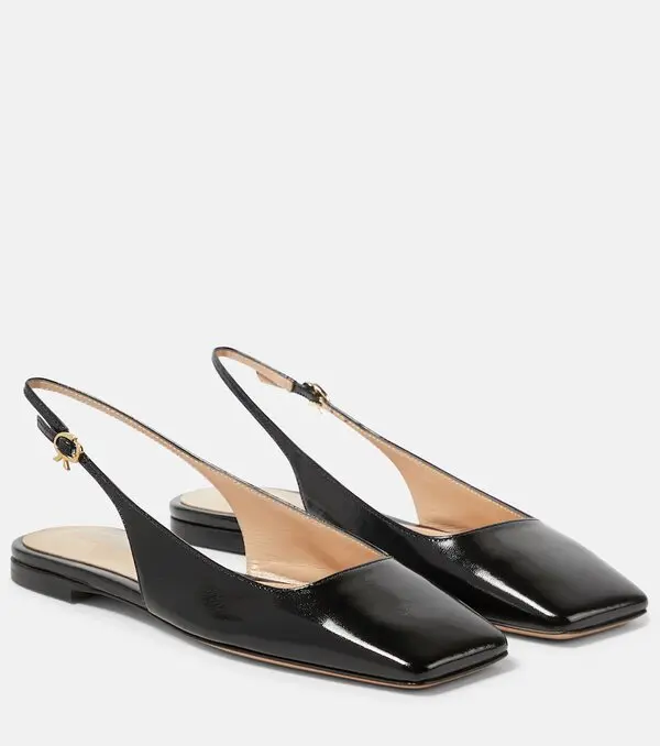 GIANVITO ROSSI Freeda Leather Slingback Flats - Black