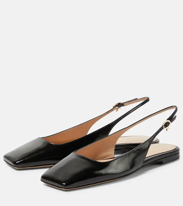 GIANVITO ROSSI Freeda Leather Slingback Flats