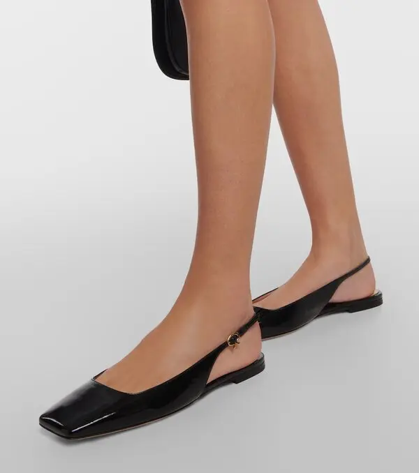 GIANVITO ROSSI Freeda Leather Slingback Flats - Black