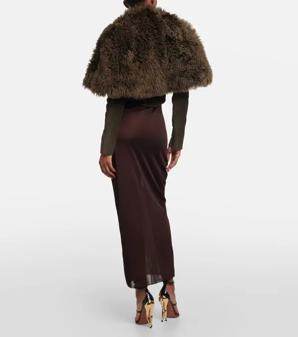 Alaïa Cropped Shearling And Suede Jacket
