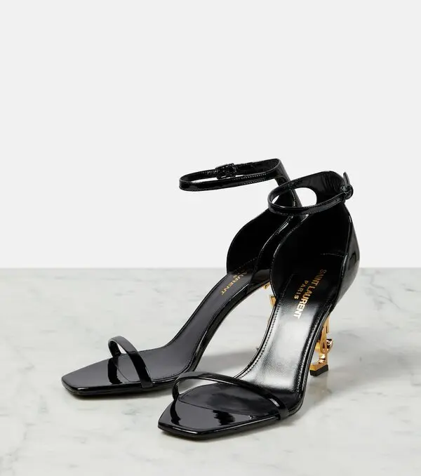 Saint Laurent Opyum 85 Patent Leather Sandals - Black