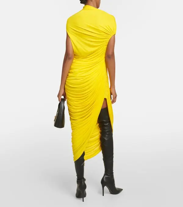 FERRAGAMO Ruched Jersey Midi Dress
