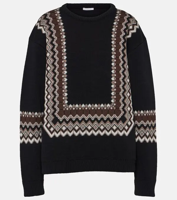 Chloé Wool-blend Jacquard Sweater - Black