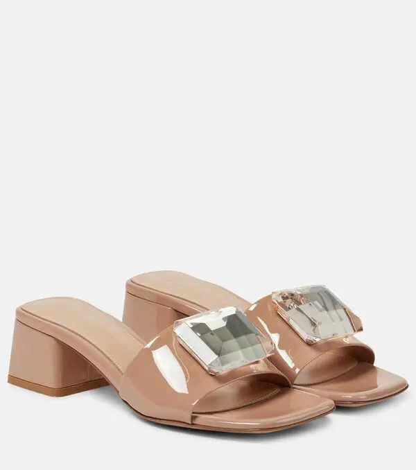 GIANVITO ROSSI Jaipur Embellished Patent Leather Mules