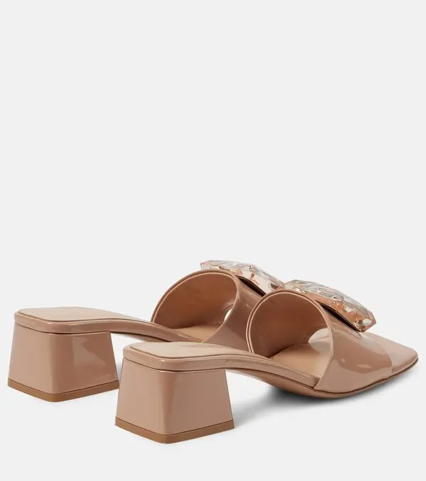 GIANVITO ROSSI Jaipur Embellished Patent Leather Mules