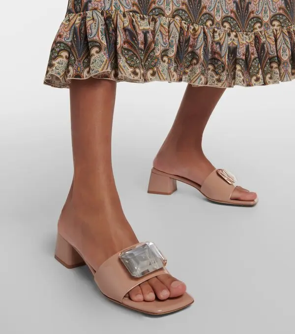 GIANVITO ROSSI Jaipur Embellished Patent Leather Mules