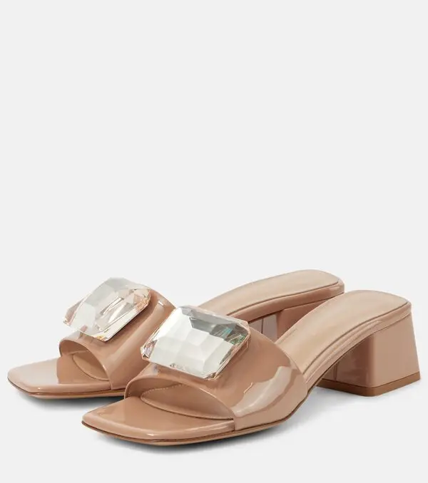 GIANVITO ROSSI Jaipur Embellished Patent Leather Mules