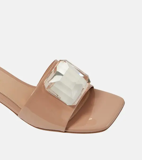 GIANVITO ROSSI Jaipur Embellished Patent Leather Mules