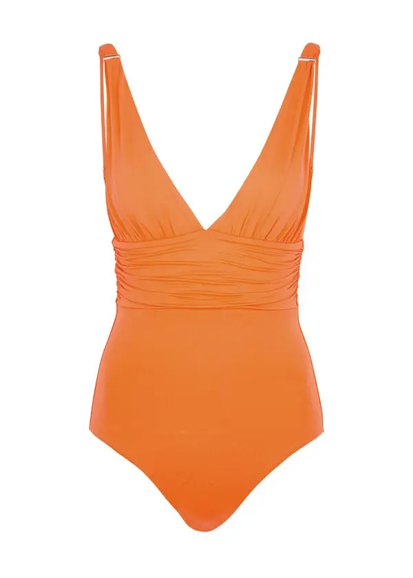 Melissa Odabash Panarea Plunge Swimsuit - Orange