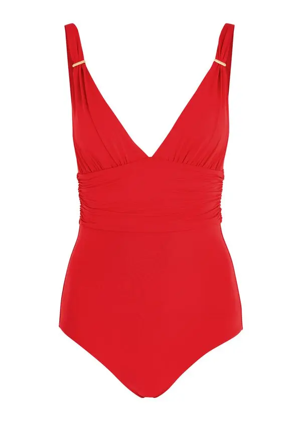 Melissa Odabash Panarea Plunge Swimsuit - Red