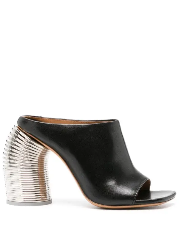 Off-White Leather Spring Heel Sandals - Black
