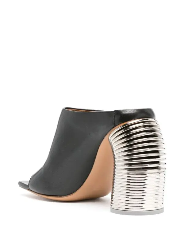 Off-White Leather Spring Heel Sandals - Black
